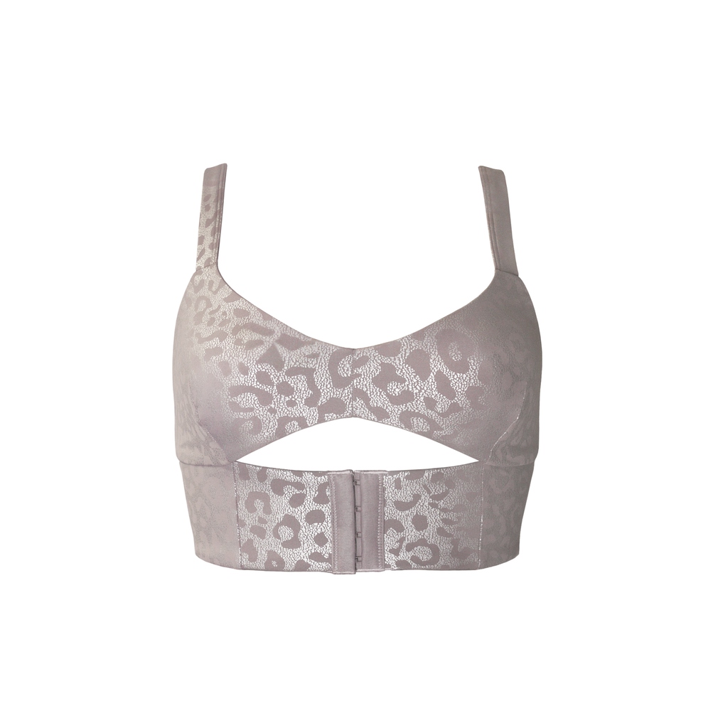 Silver metallic leopard print bra top - Hamade - Hamade