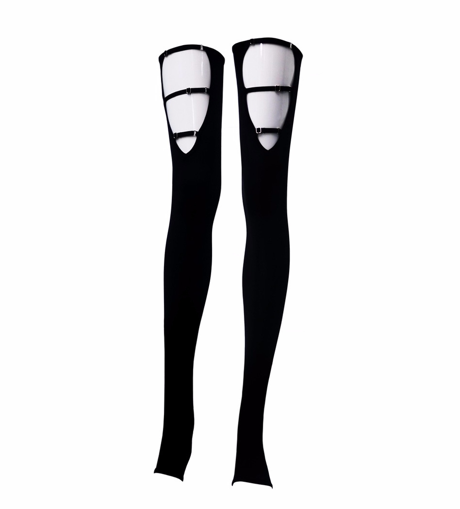 Black thigh high stirrup legwarmers - Hamade - Hamade