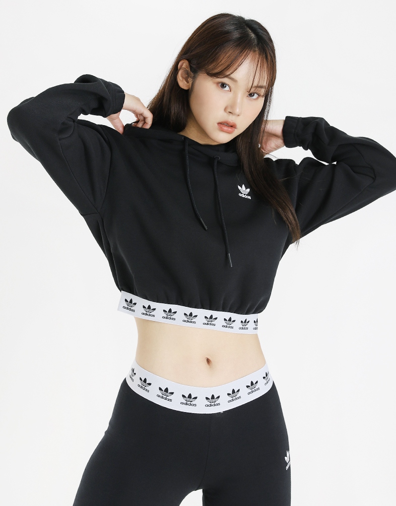 Adidas Muti-logo Cropped Hoodie (BLACK) - 7749hk