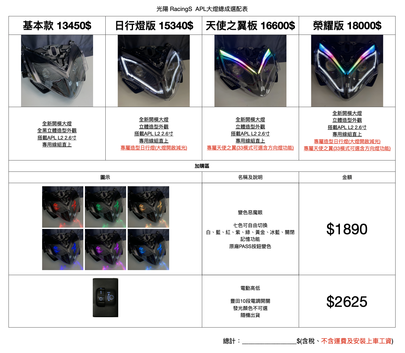 RacingS LED大燈總成 APL L2 - JingShingDY