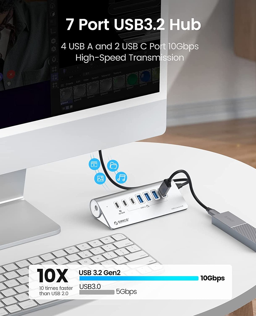 ORICO Aluminum 4 Port SuperSpeed USB3.0 HUB [M3H4] - ORICO-HK - ORICO-HK