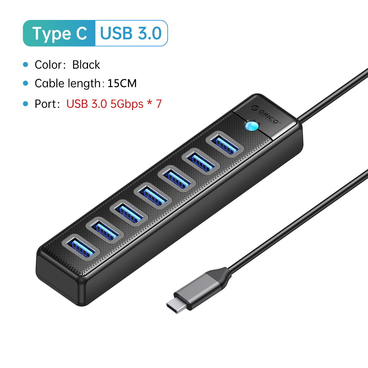 ORICO 4 Port USB3.0 HUB with Micro B Power Port [W5P-U3] - OR - ORICO-HK