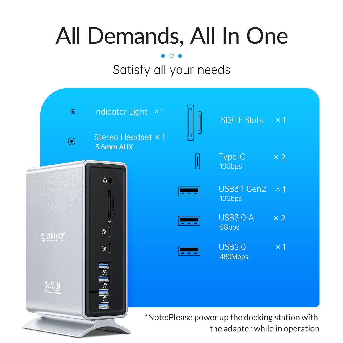 ORICO Thunderbolt 3 Aluminum Alloy Docking Station [TB3-S1] - - ORICO-HK