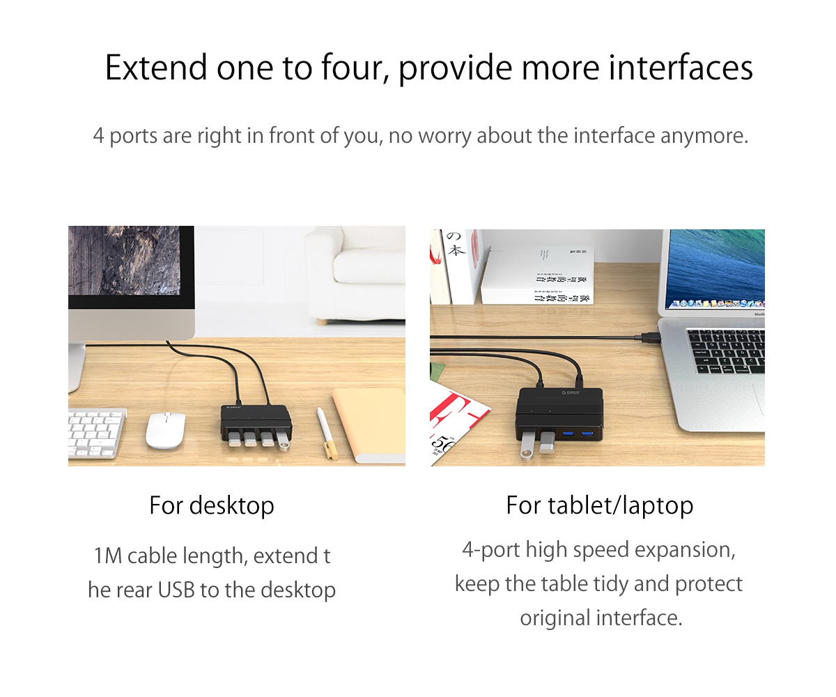 ORICO 4 Port USB3.0 HUB with Power Supply [H4928-U3] - ORICO-HK