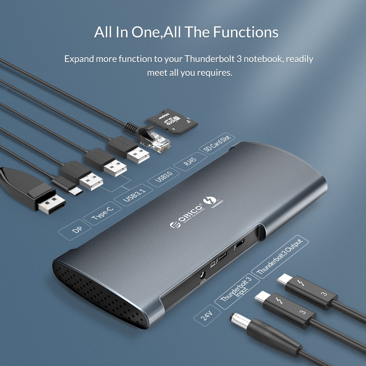 ORICO Thunderbolt 3 Aluminum Alloy Docking Station [TB3-S1] - ORICO-HK