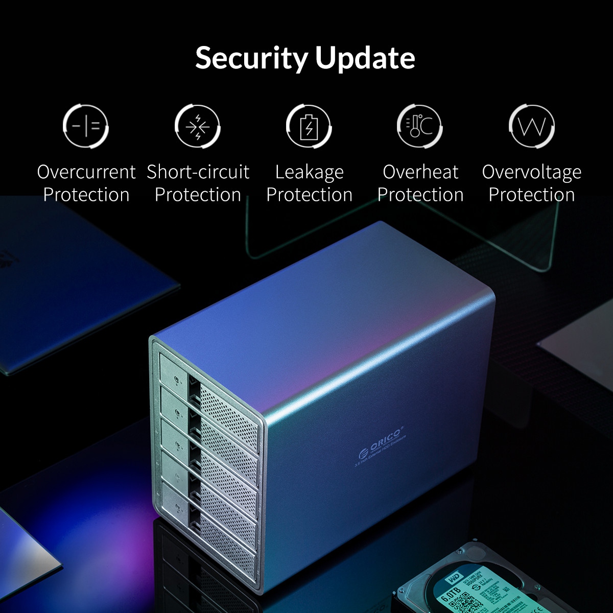 ORICO Aluminum 2 Bay 3.5-Inch External Hard Drive Enclosure - ORICO-HK