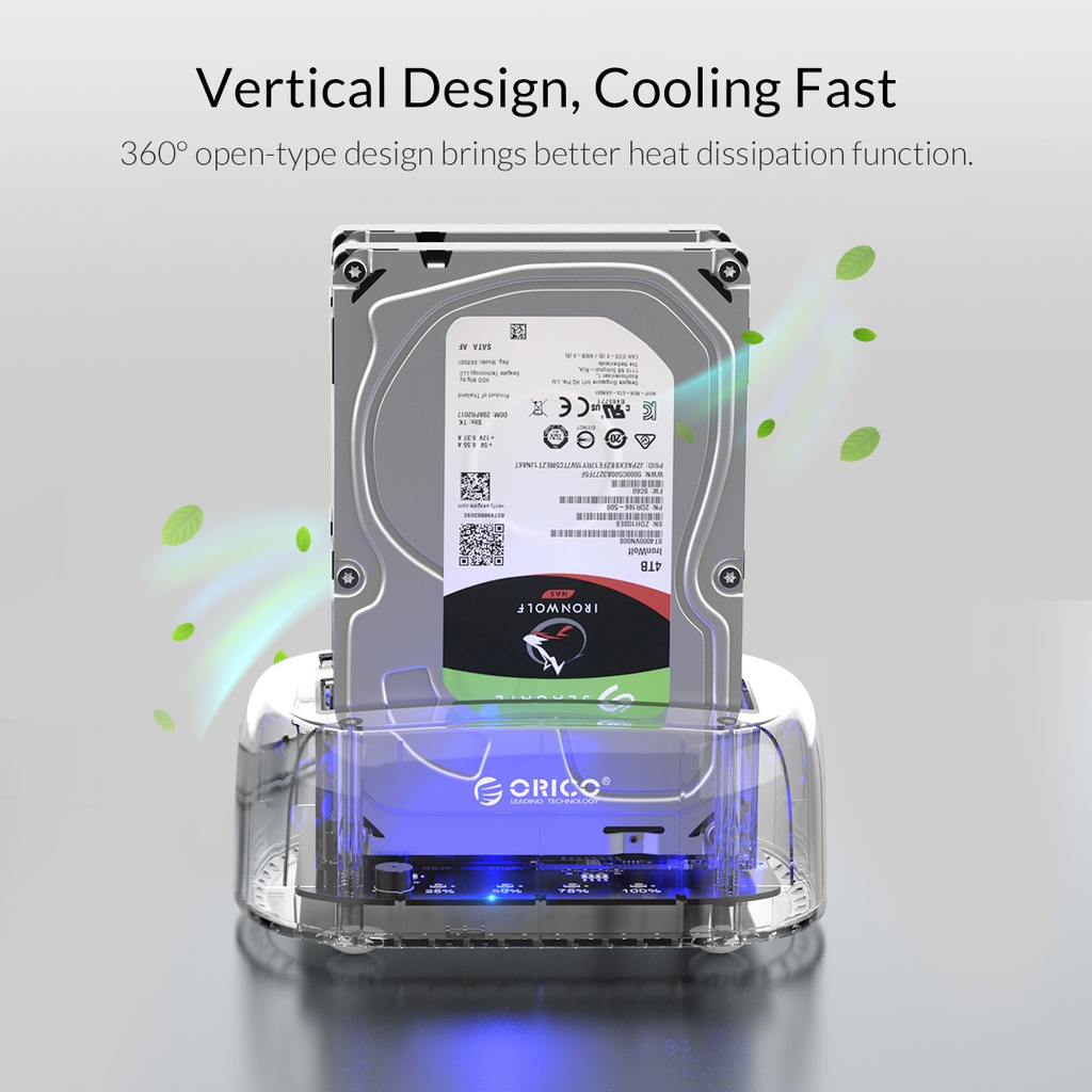 ORICO 3.5/2.5inch 2 Bay Transparent USB3.0 Hard Drive Dock wi - ORICO-HK