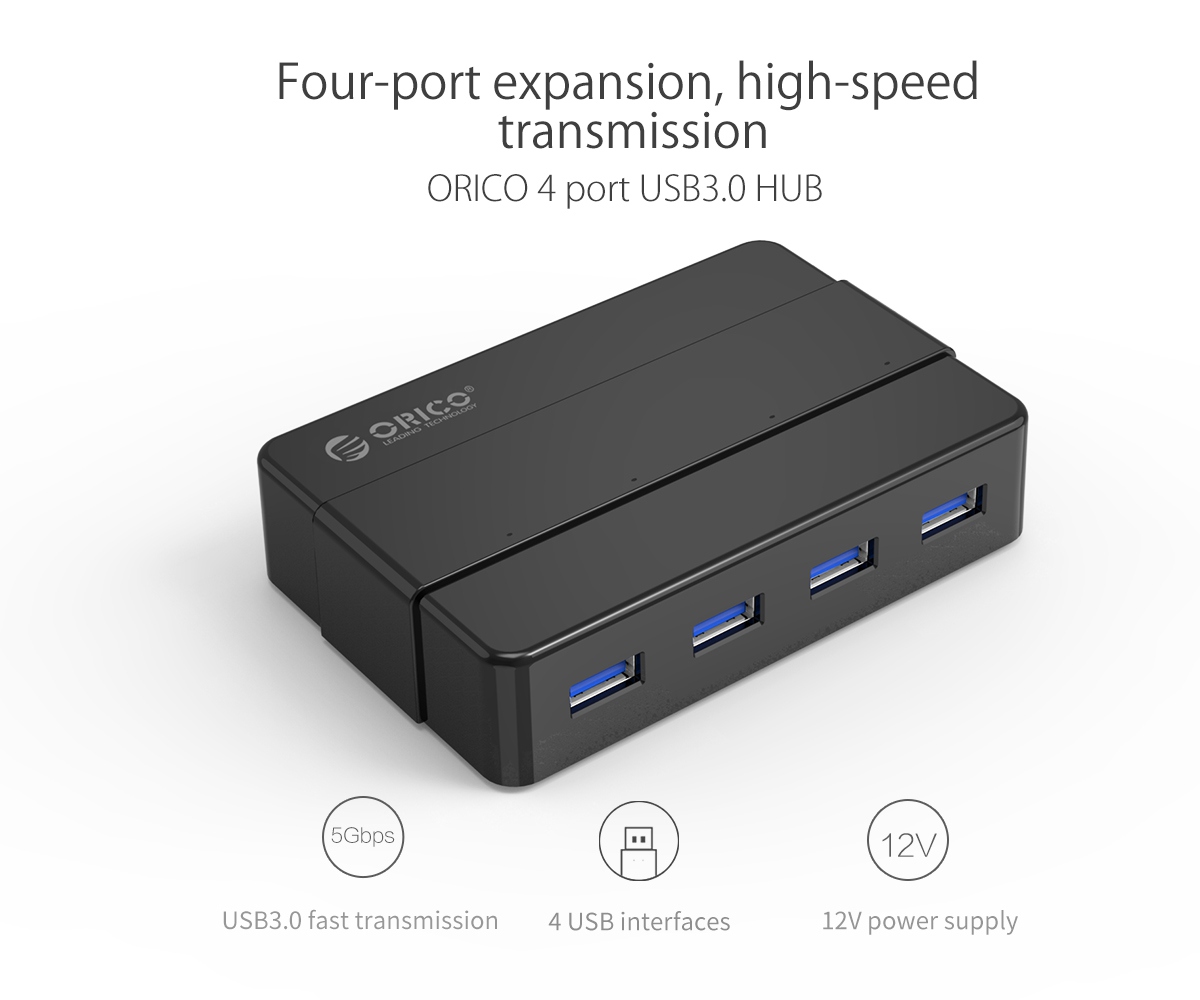 ORICO 4 Port USB3.0 HUB with Power Supply [H4928-U3] - ORICO-HK