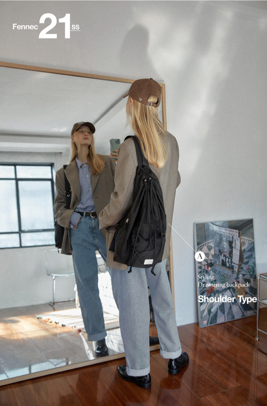 【Fennec】DRAWSTRING BACKPACK - BLACK - SEOUL U SOMETHINGS