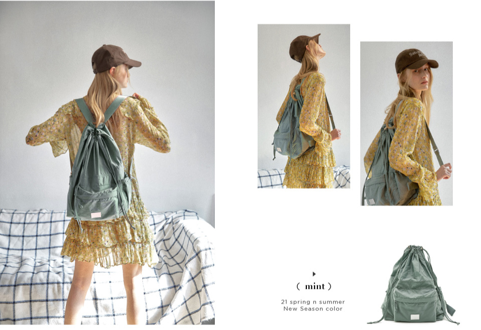 【Fennec】DRAWSTRING BACKPACK - MINT - SEOUL U SOMETHINGS