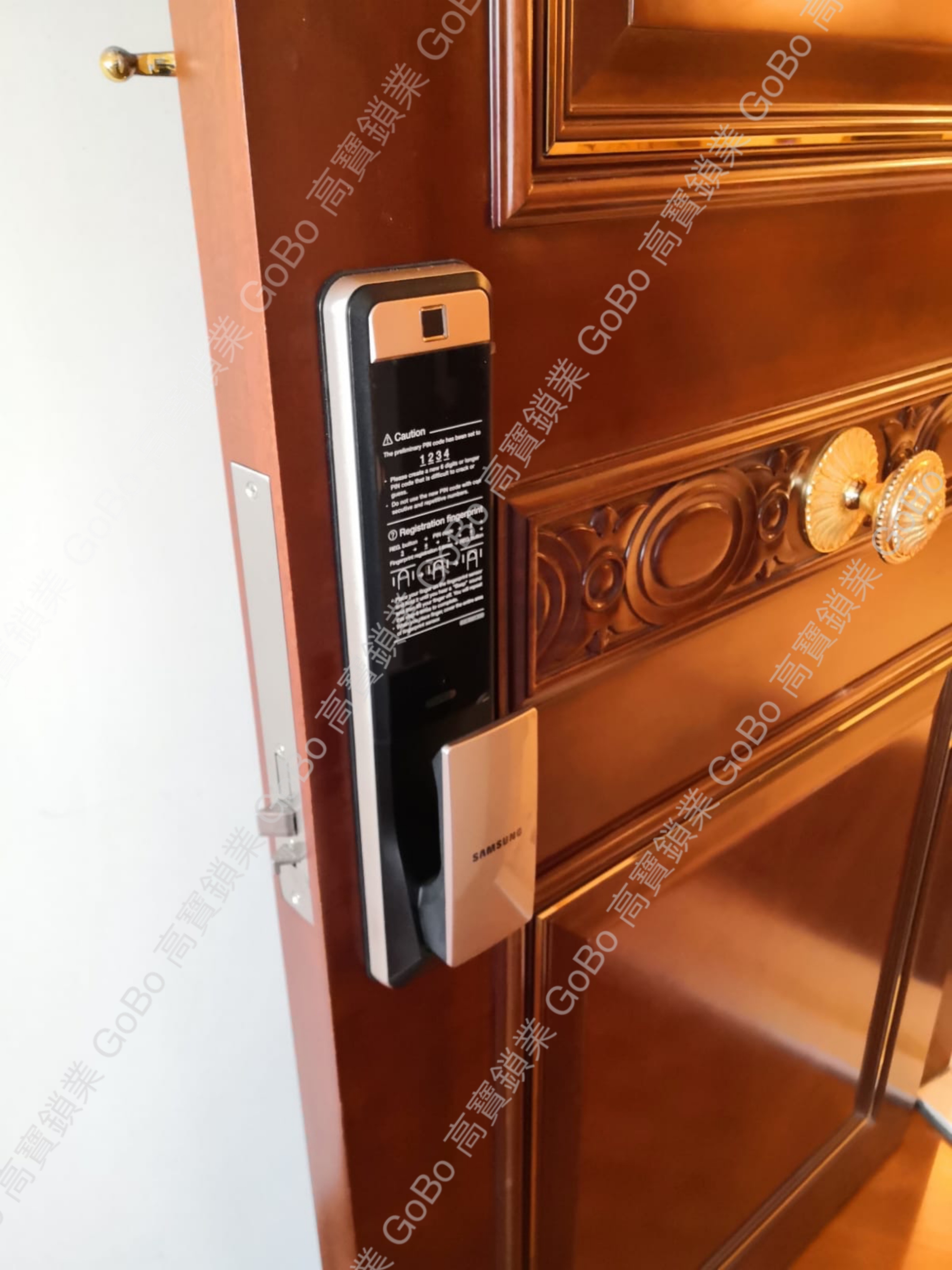 油麻地 御金•國峰 裝電子門鎖 Samsung P72 香檳金色