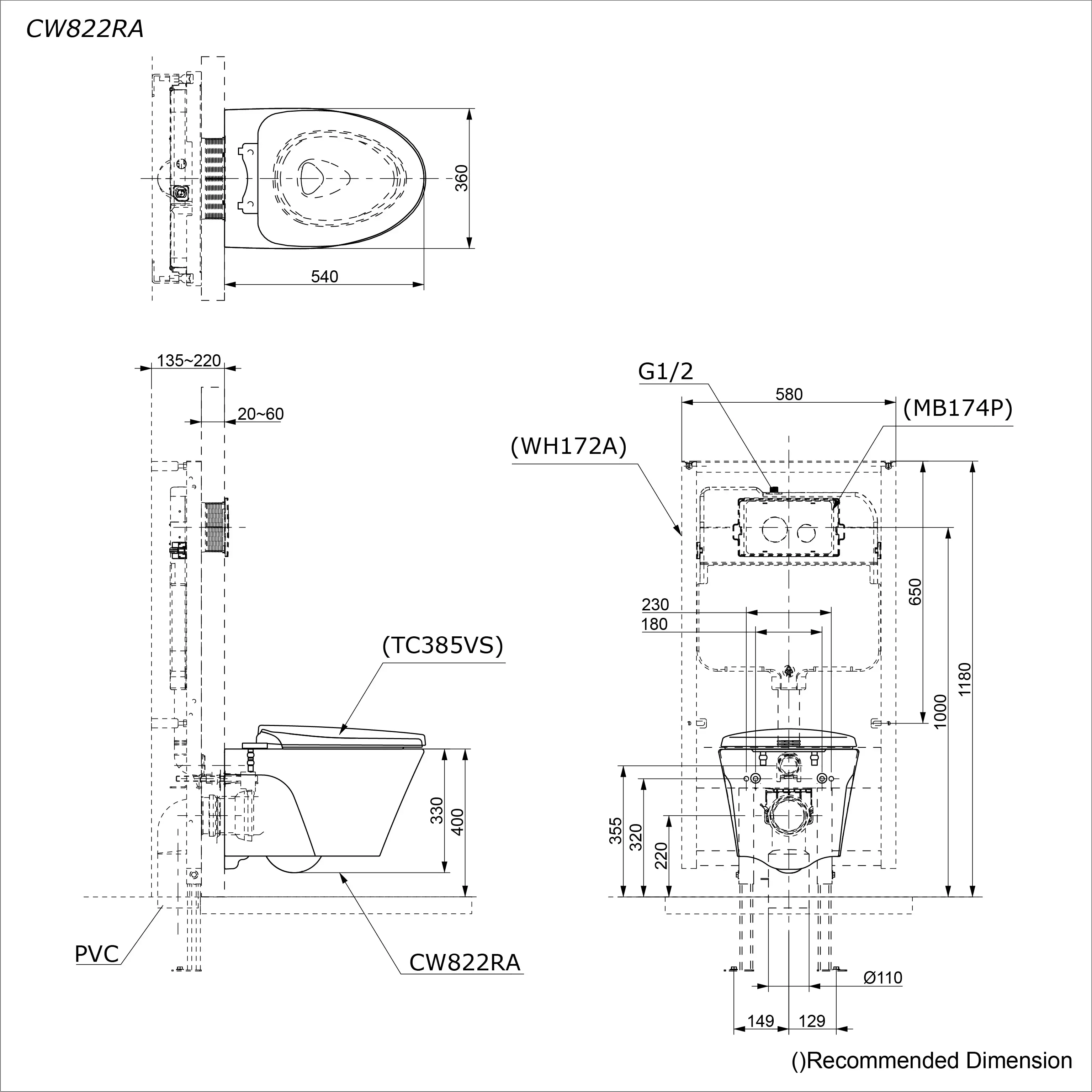 TOTO CW822RA 掛牆座廁 (超漩式沖水) - SUNEAST - 日東 五金潔具有限公司