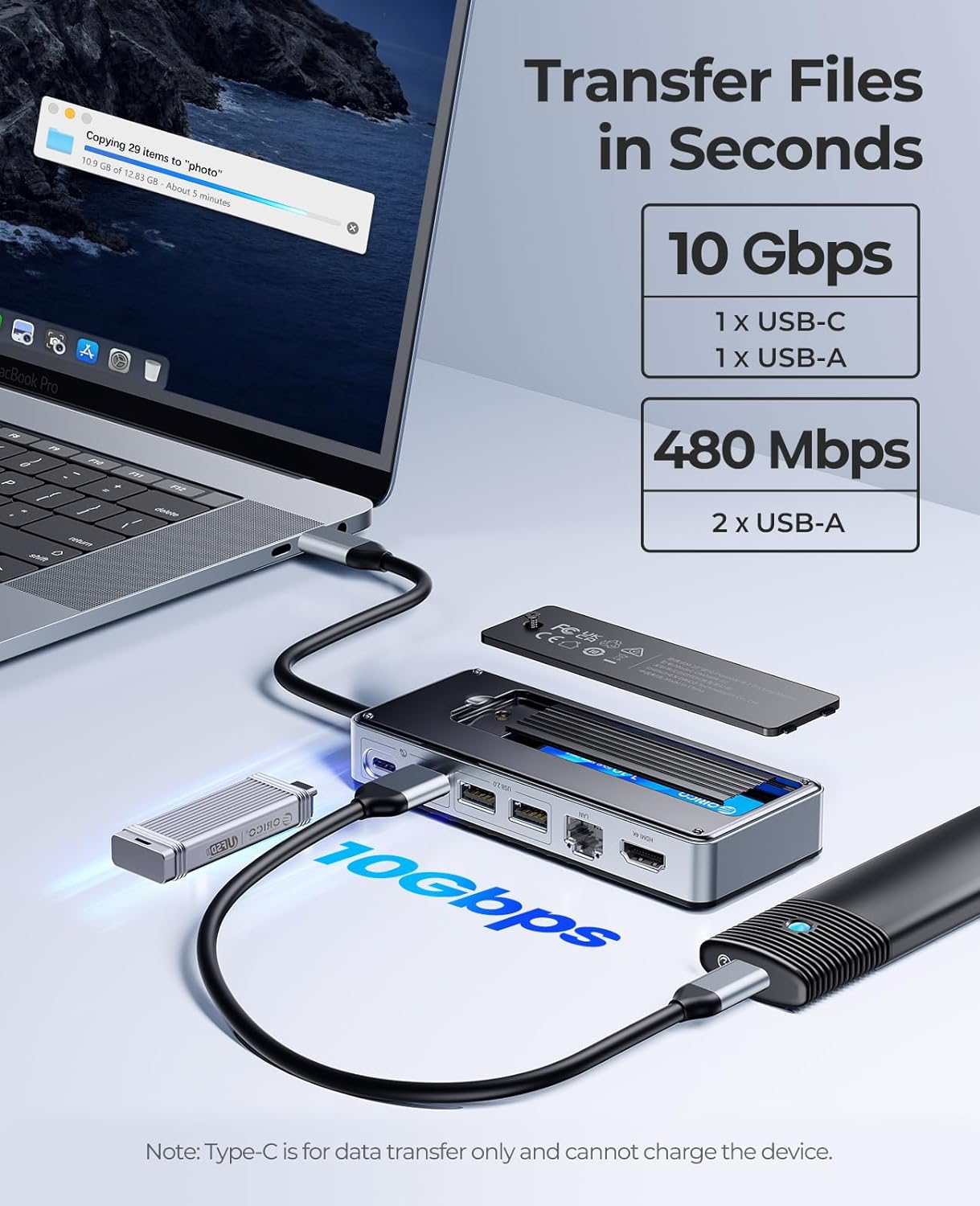 ORICO Type-C 11-in-1 Transparent Multifunction Adapter [WB-11 - ORICO-HK
