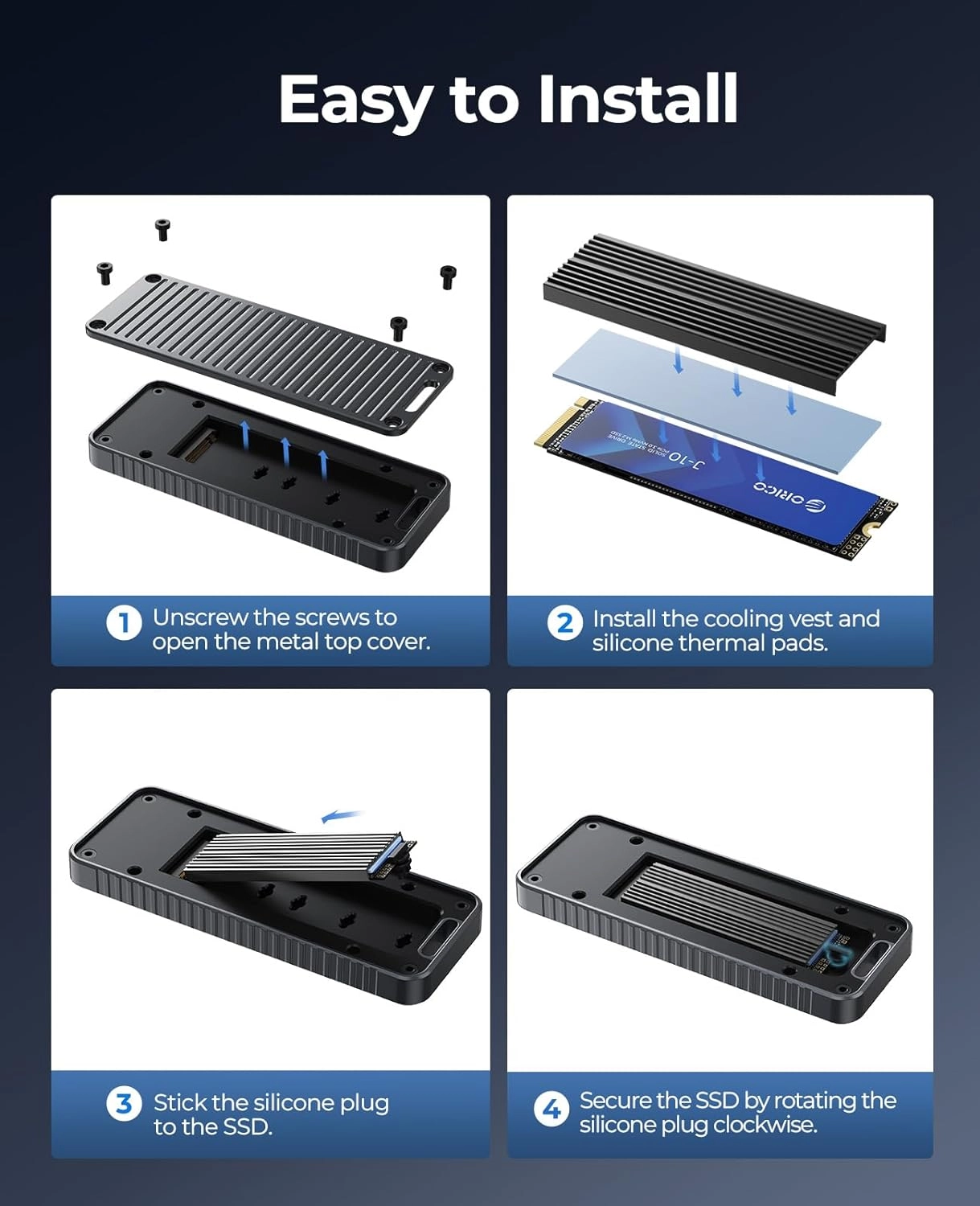 ORICO Aluminum USB3.1 Gen2 Mini Clip-open M.2 M-Key NVME SSD - ORICO-HK