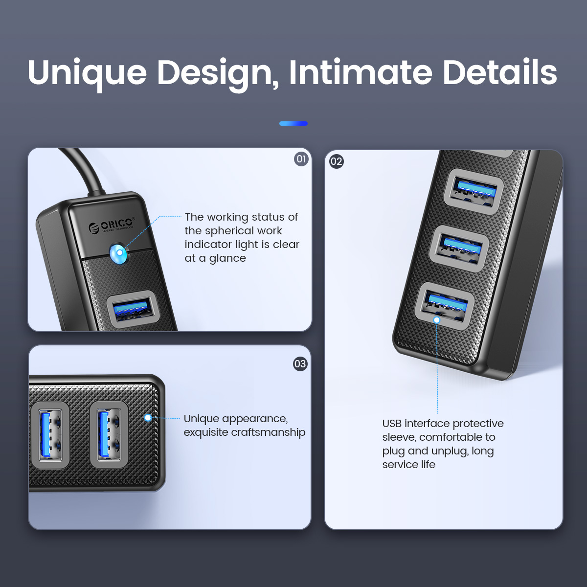 ORICO 4 Port USB3.0 HUB with Micro B Power Port [W5P-U3] - OR - ORICO-HK